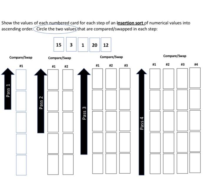 Solved Show the values of each numbered card for each step | Chegg.com
