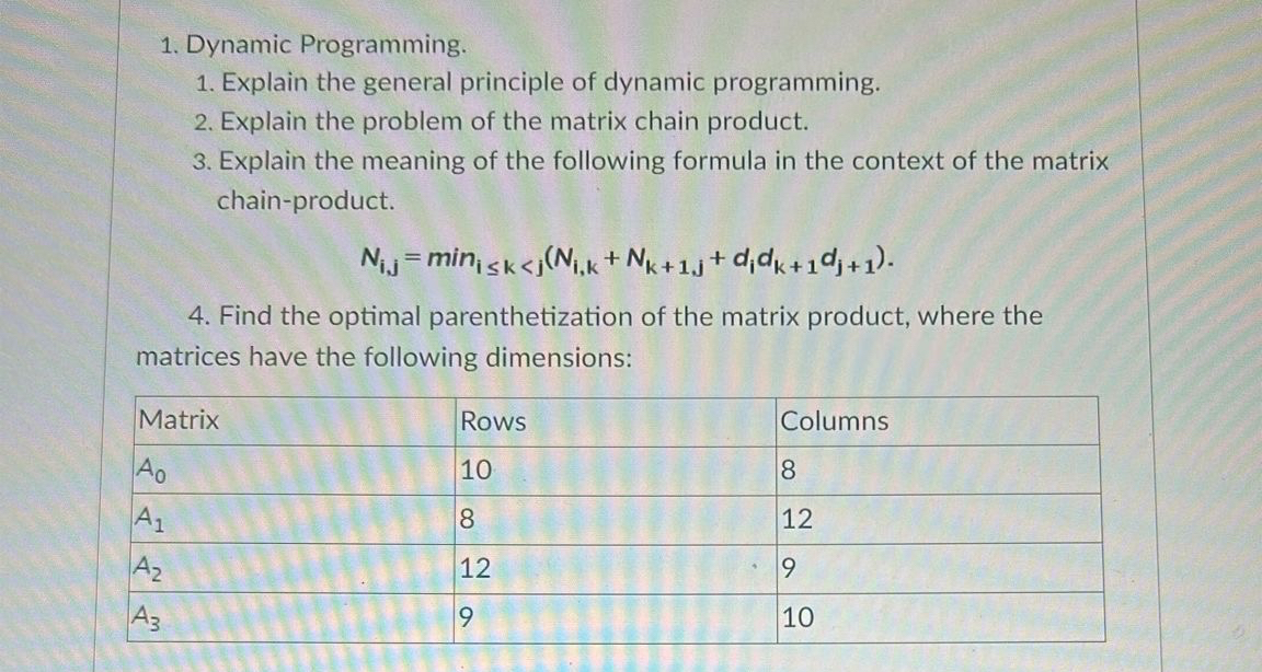 Solved Dynamic Programming.Explain the general principle of | Chegg.com