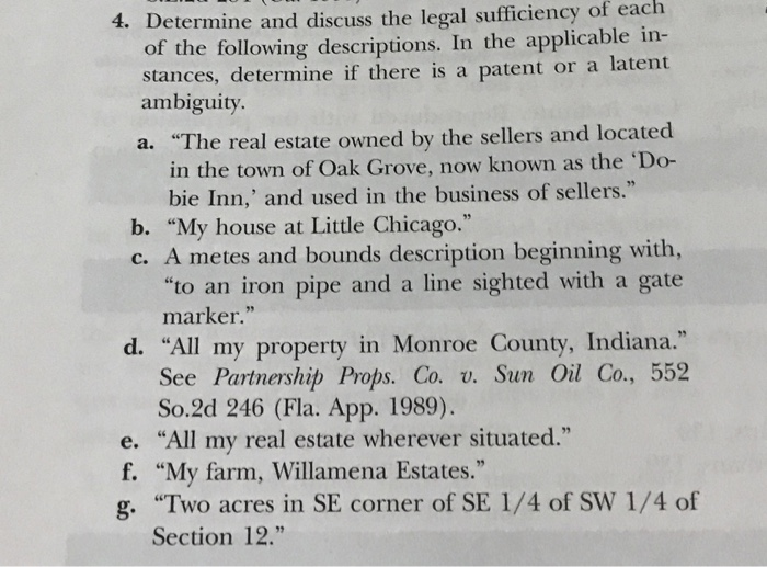 4. Determine and discuss the legal sufficiency of | Chegg.com