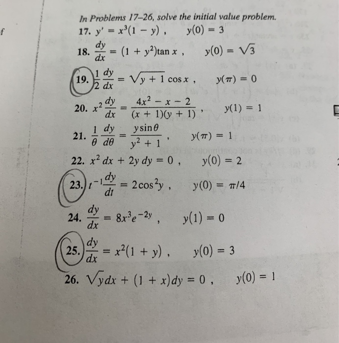 Solved In Problems 17-26, solve the initial value problem. | Chegg.com