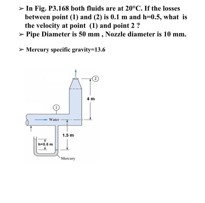 Solved > In Fig. P3.168 both fluids are at 20∘C. If the | Chegg.com