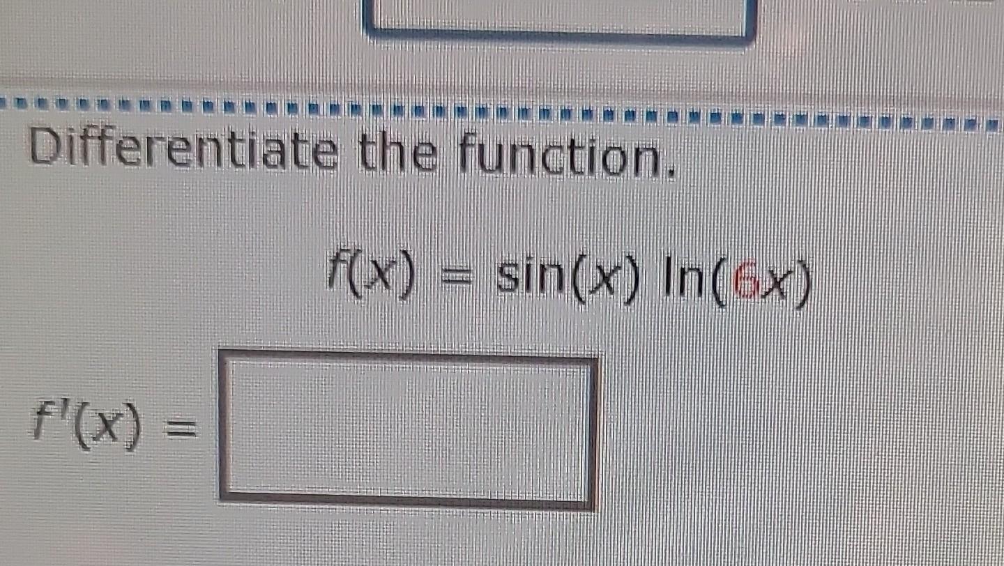 Solved Differentiate the function. y=ln(x)2 y′=Differentiate | Chegg.com