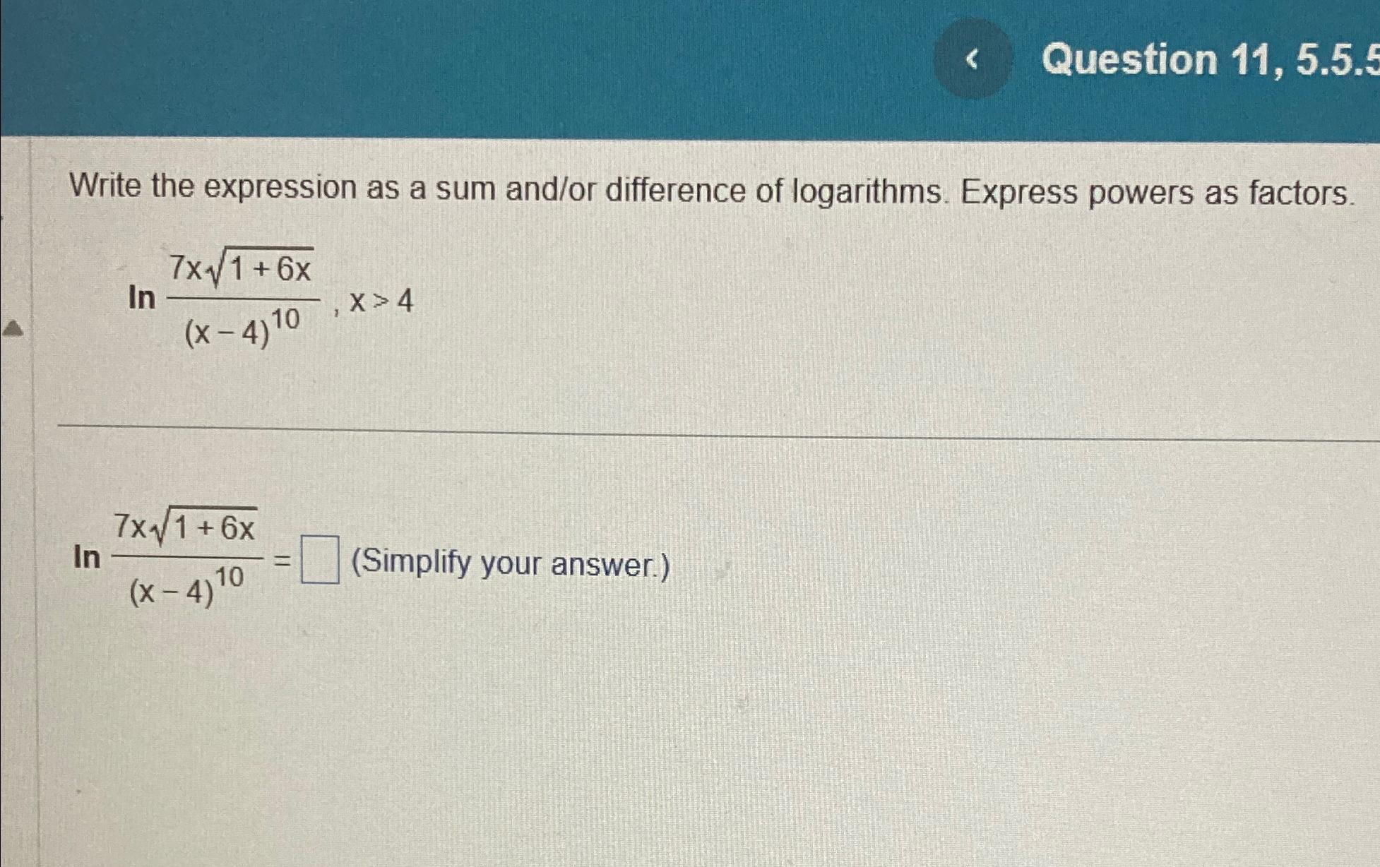Solved Question 11, 5.5.5Write the expression as a sum | Chegg.com