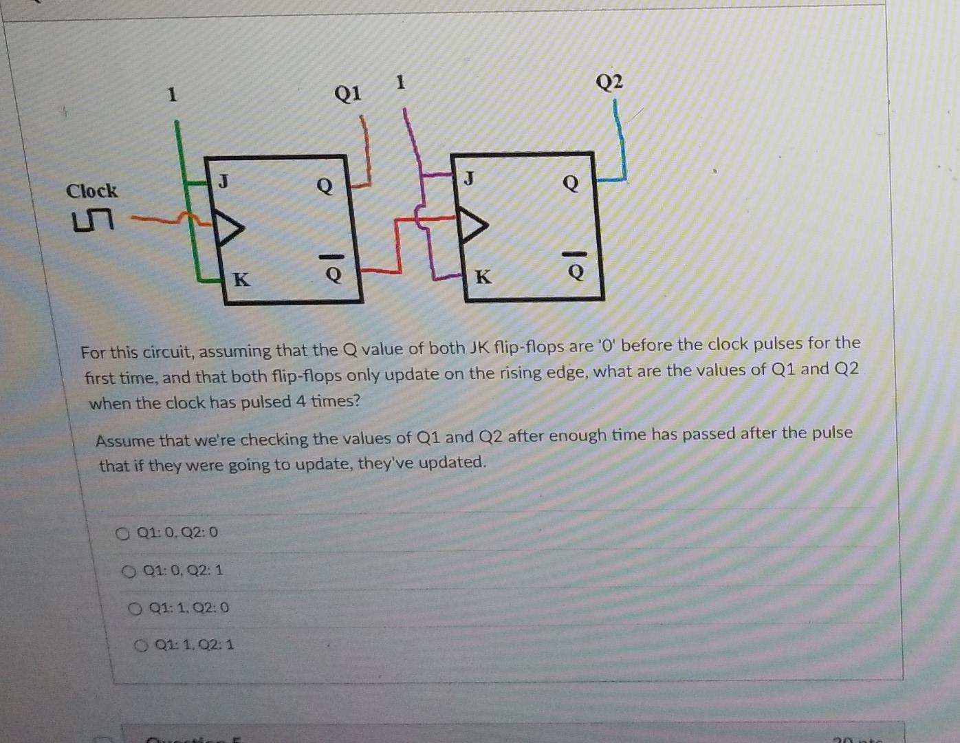 Solved 1 Q2 Q1 Clock Q K K For this circuit, assuming that | Chegg.com
