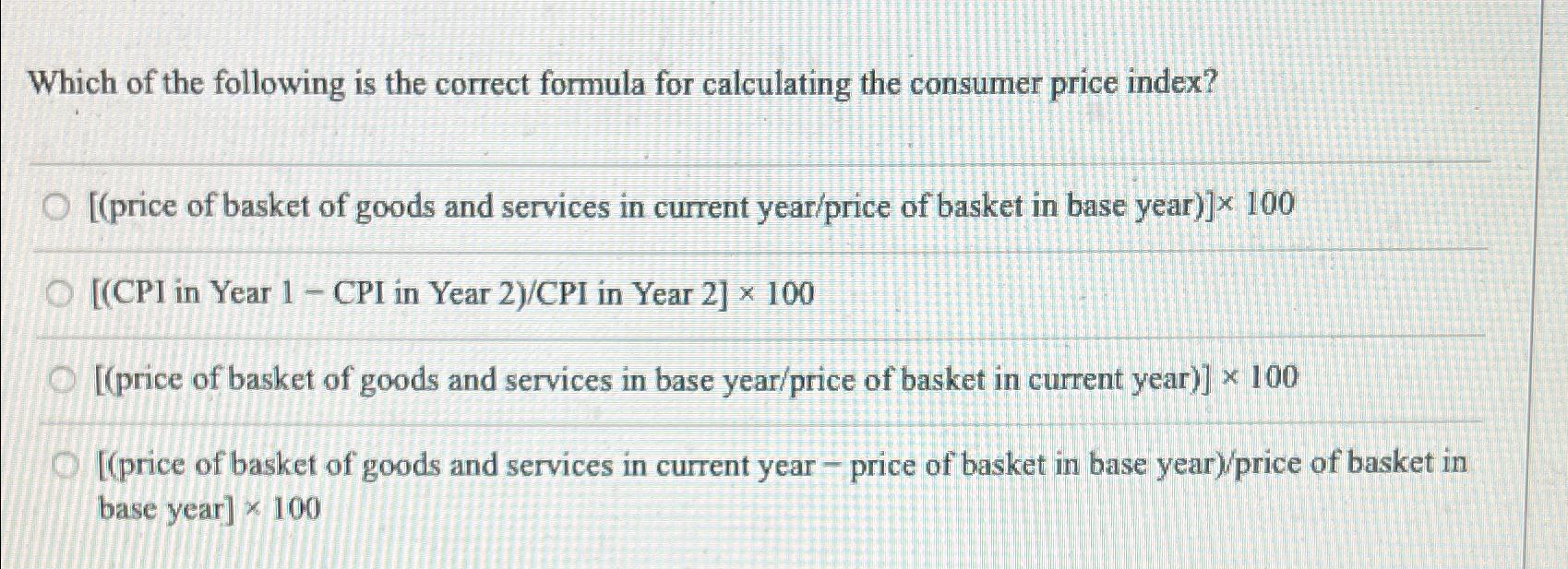 Solved Which of the following is the correct formula for | Chegg.com