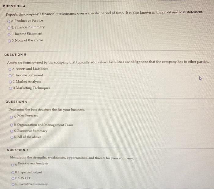 Solved QUESTION 4 Reports the company's financial | Chegg.com