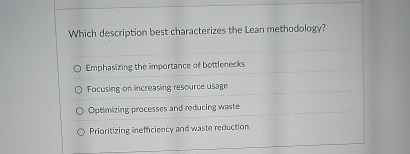 Solved Which description best characterizes the Lean | Chegg.com