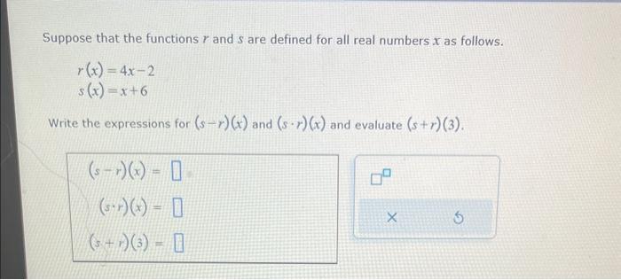 Solved Suppose that the functions r and s are defined for | Chegg.com