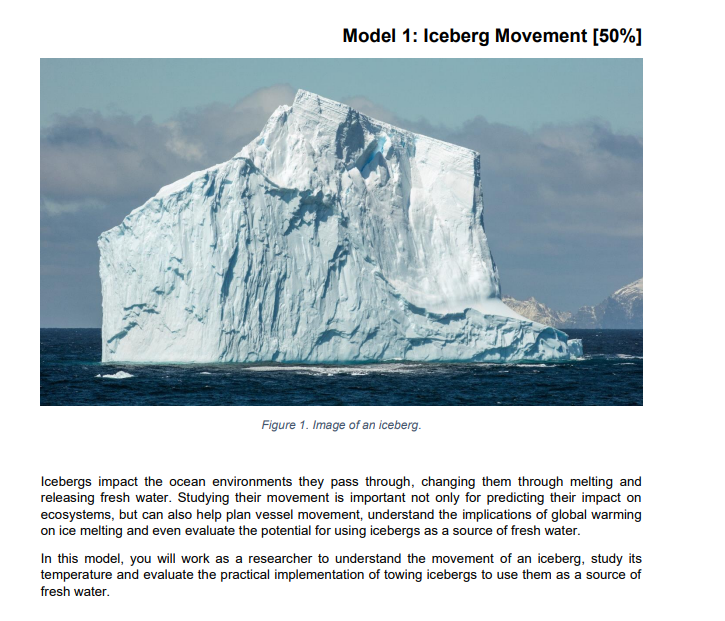 Model 1: Iceberg Movement [50%] Figure 1. Image of an | Chegg.com