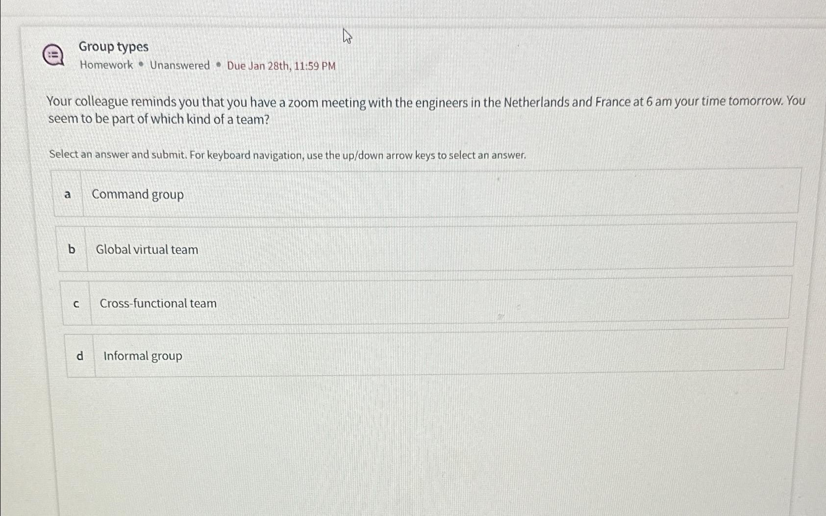 Solved Group typesHomework * ﻿Unanswered - ﻿Due Jan | Chegg.com