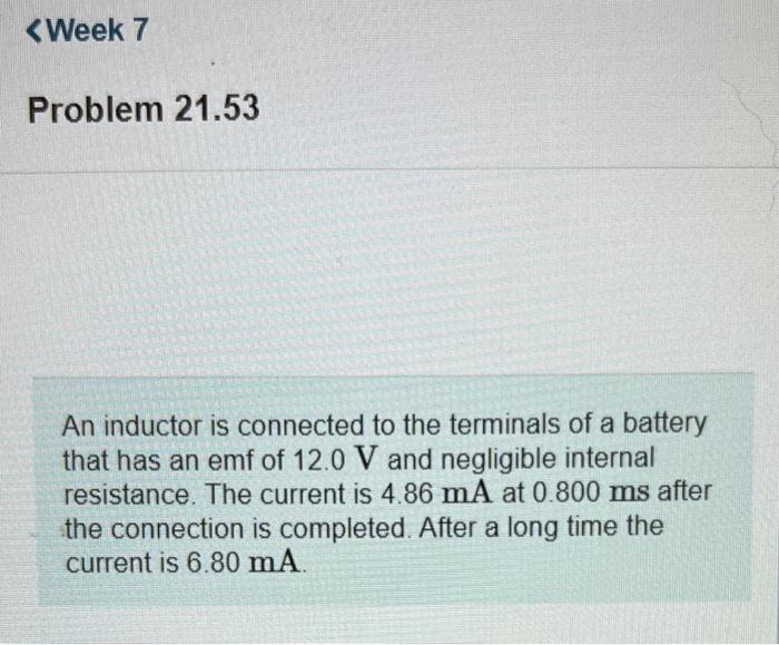 Solved An inductor is connected to the terminals of a | Chegg.com