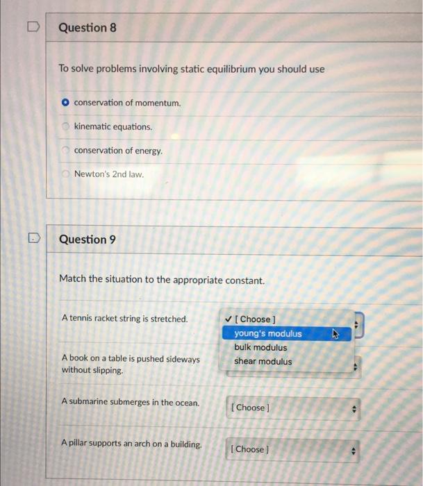 Solved D Question 8 To solve problems involving static | Chegg.com