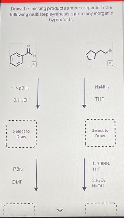 Solved Draw the missing products and/or reagents in the | Chegg.com