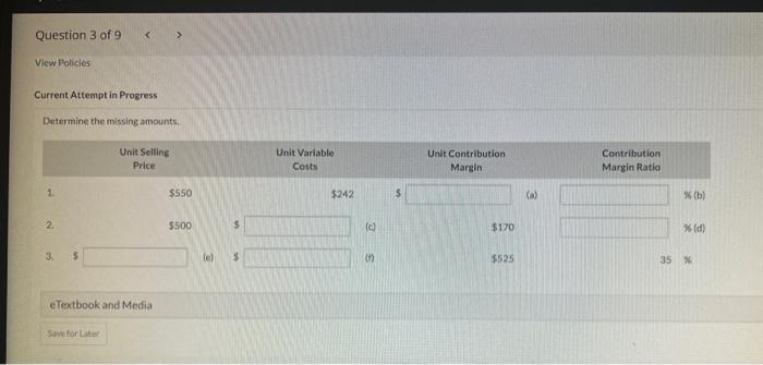 Solved Current Attempt in Progress Determine the missing | Chegg.com