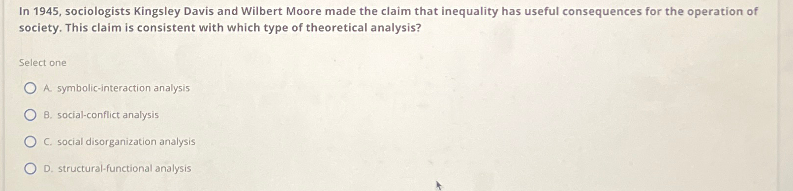 Solved In 1945, ﻿sociologists Kingsley Davis and Wilbert | Chegg.com