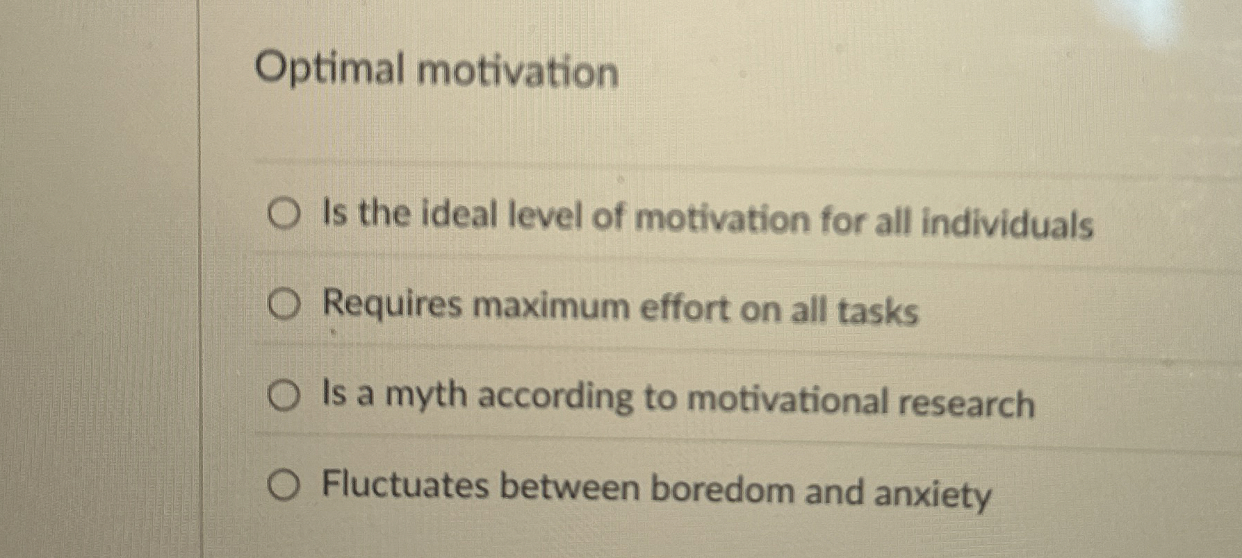 Solved Optimal motivationIs the ideal level of motivation | Chegg.com