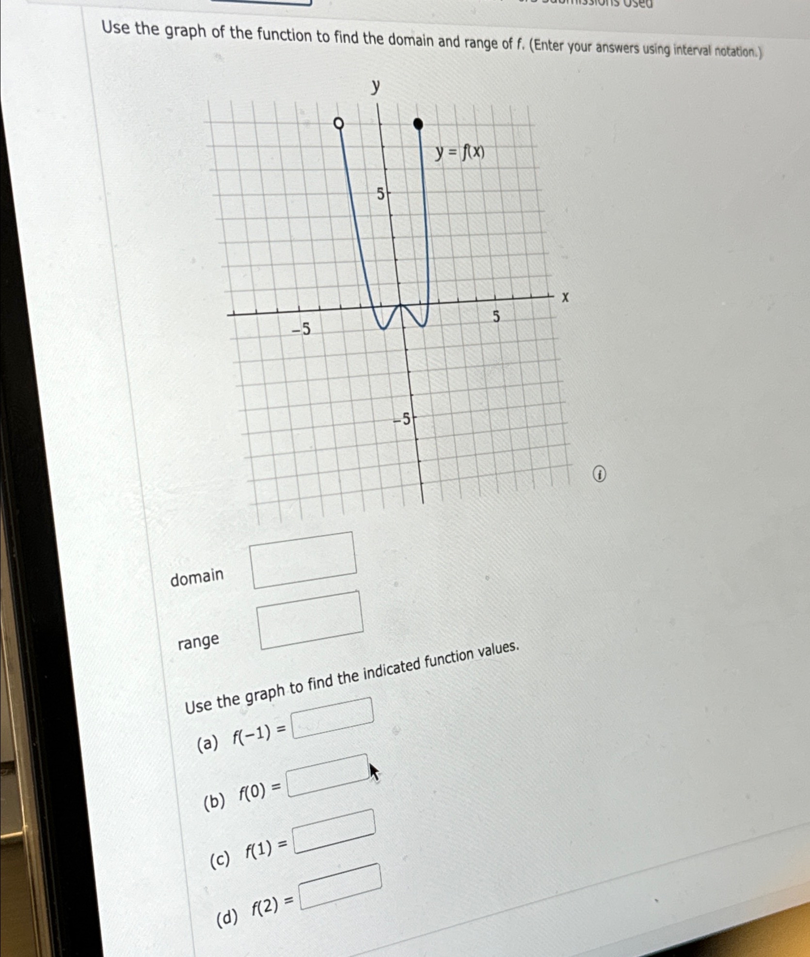 Solved Use the graph of the function to find the domain and | Chegg.com