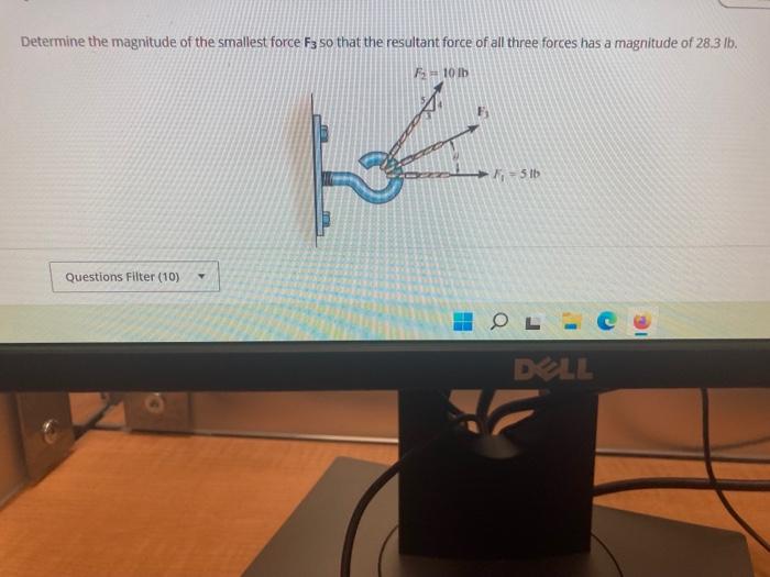 Solved Determine the magnitude of the smallest force F3 so | Chegg.com