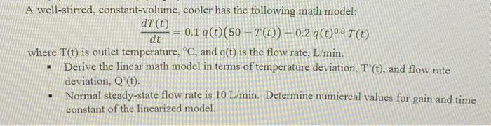 Solved A well-stirred, constant-volume, cooler has the | Chegg.com