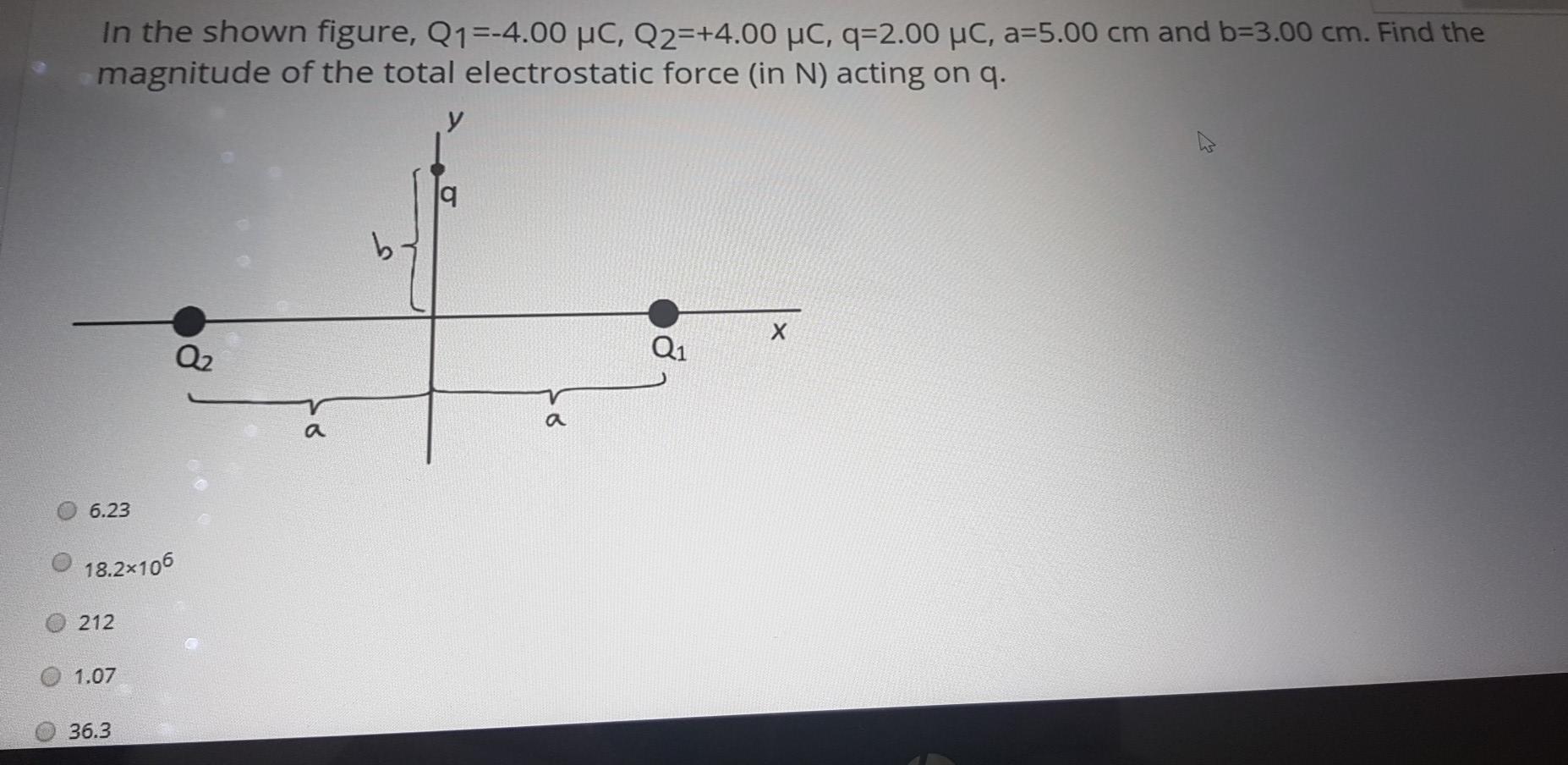 Solved In the shown figure, Q1=-4.00 PC, Q2=+4.00 UC, q=2.00 | Chegg.com