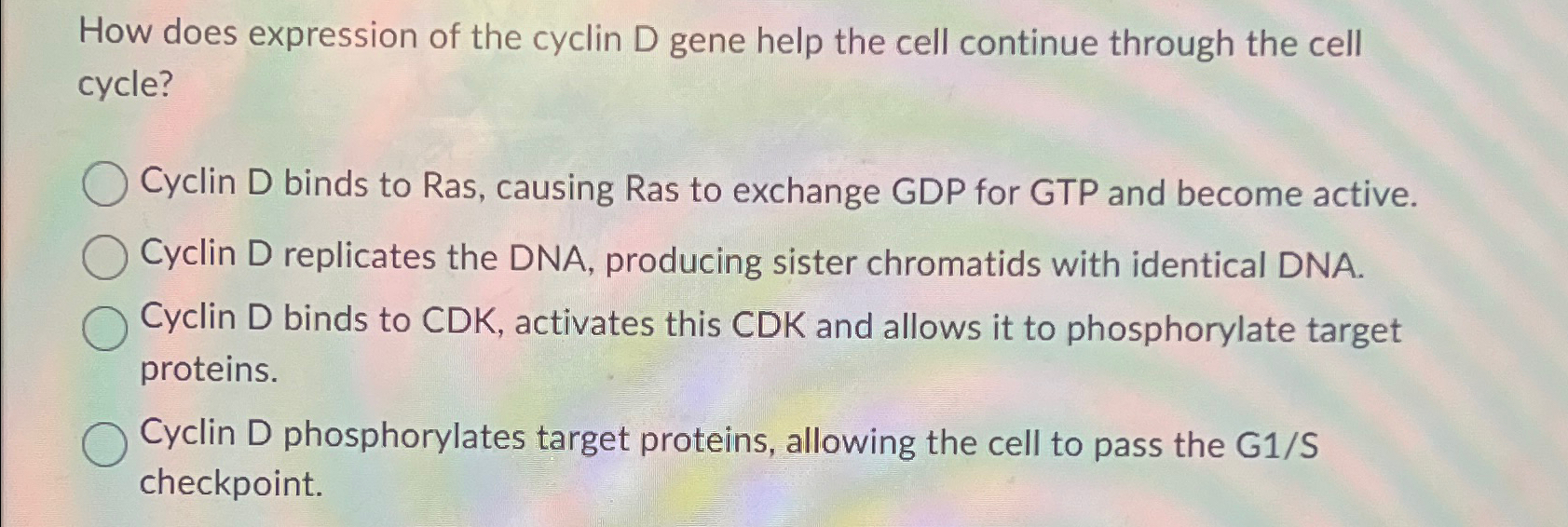 Solved How does expression of the cyclin D gene help the | Chegg.com