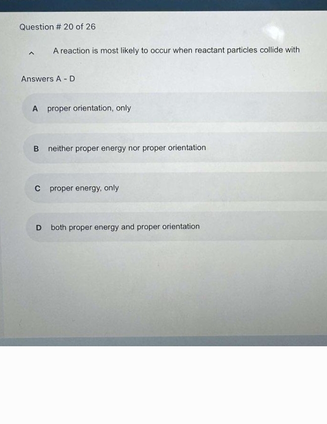 Solved Question # 20 ﻿of 26A reaction is most likely to | Chegg.com