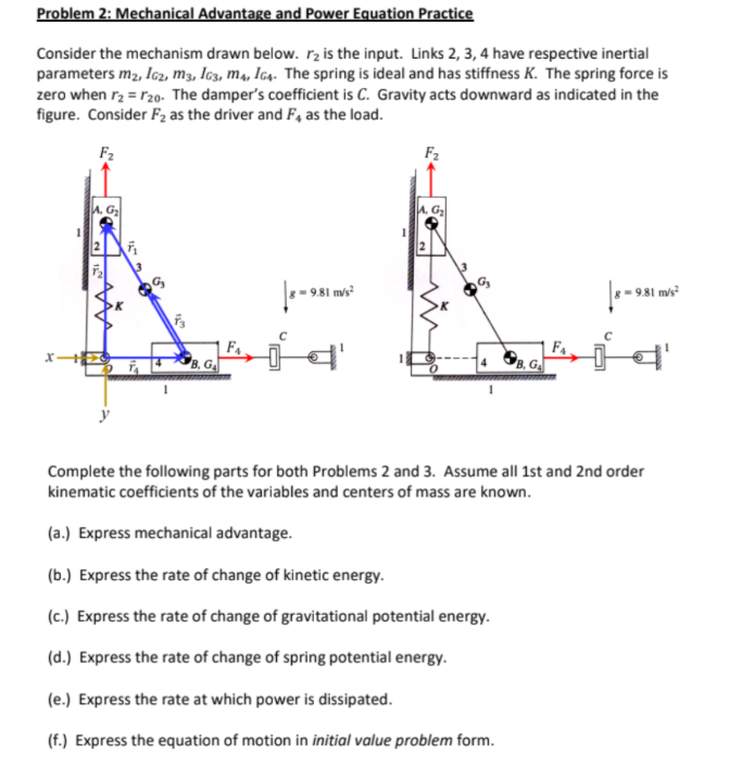 Solved Problem 2: Mechanical Advantage and Power Equation | Chegg.com
