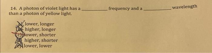 Solved frequency and a a 14. A photon of violet light has a | Chegg.com