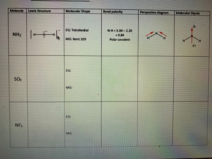 Solved Molecule Lewis Structure Molecular Shape Bond | Chegg.com