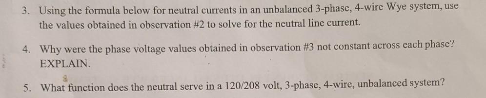 3. Using the formula below for neutral currents in an | Chegg.com