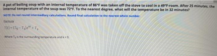 Solved A pot of boiling soup with an internal temperature of | Chegg.com