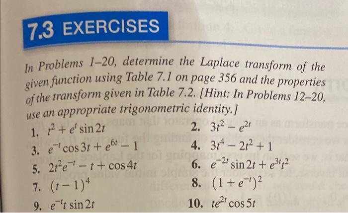 Solved In Problems 1-20, determine the Laplace transform of | Chegg.com