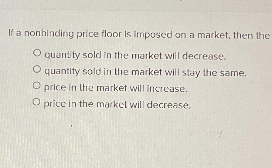 Solved If a nonbinding price floor is imposed on a market, | Chegg.com