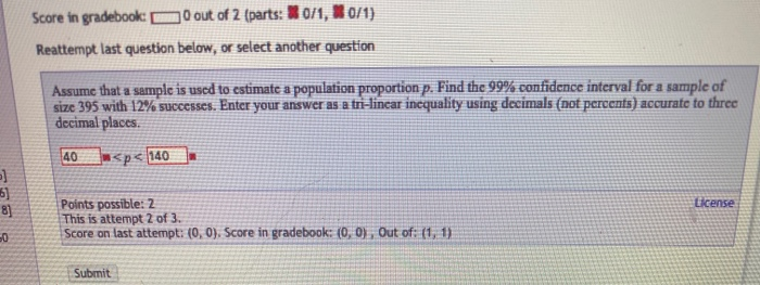 Solved Score in gradebook D0 out of 2 (parts: #071, 80/1) | Chegg.com