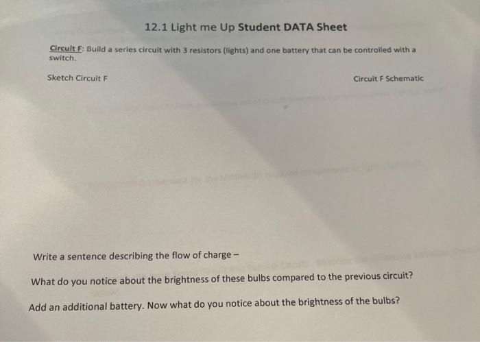 Solved 12.1 Light me Up Student DATA Sheet Circuit F: Build | Chegg.com
