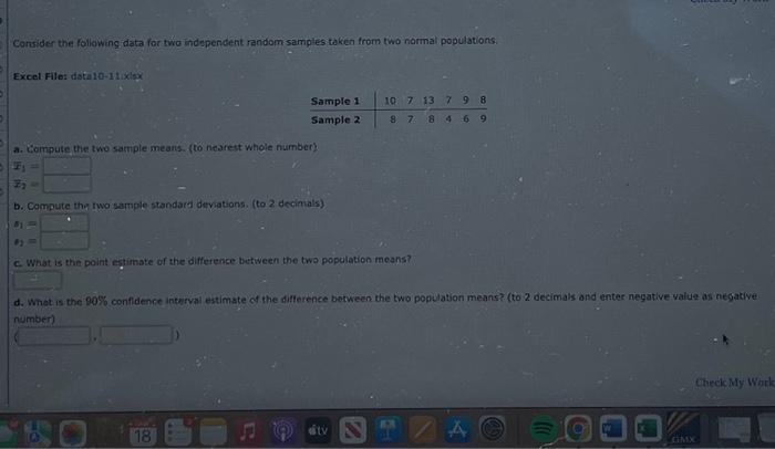 Solved Consider the following data for two independent | Chegg.com