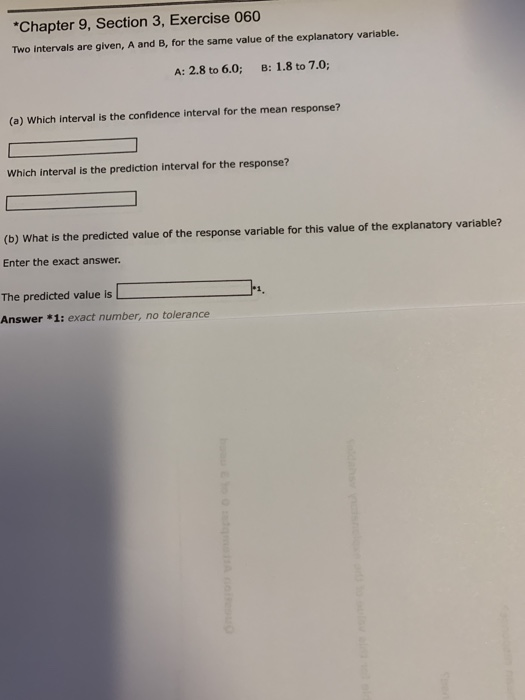 Solved *Chapter 9, Section 3, Exercise 060 Two intervals are | Chegg.com