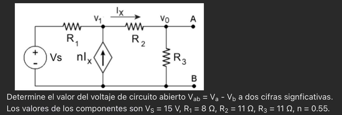 Solved Determine el valor del voltaje de circuito abierto | Chegg.com