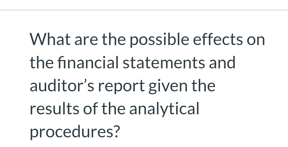 Solved What are the possible effects on the financial | Chegg.com