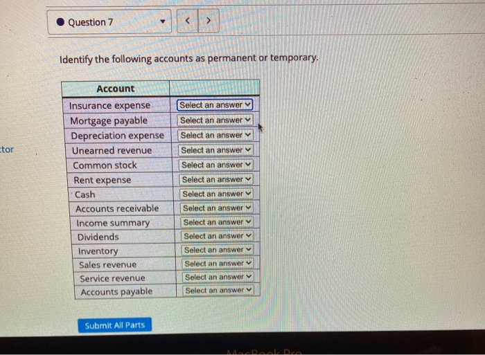 Solved Question 7 Identify the following accounts as | Chegg.com