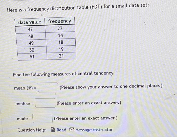 Solved Here is a frequency distribution table (FDT) for a | Chegg.com