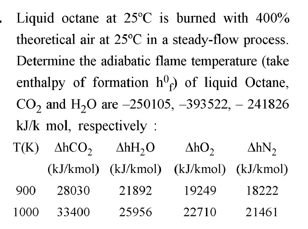 Solved Liquid octane at 25°C ﻿is burned with 400% | Chegg.com