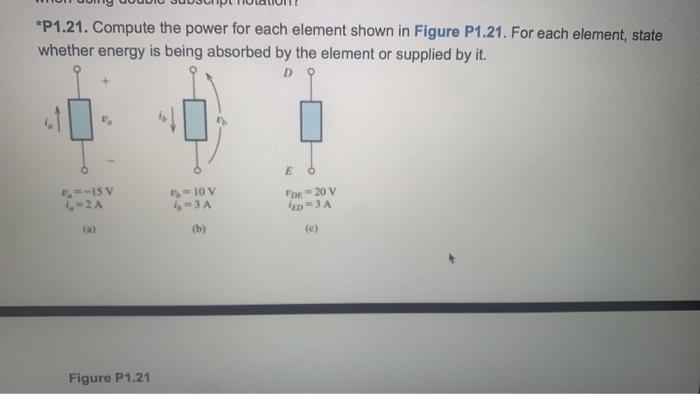 Solved *P1.21. Compute the power for each element shown in | Chegg.com