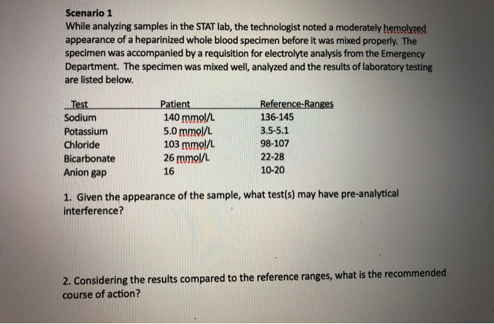 Solved Scenario 1 While analyzing samples in the STAT lab, | Chegg.com