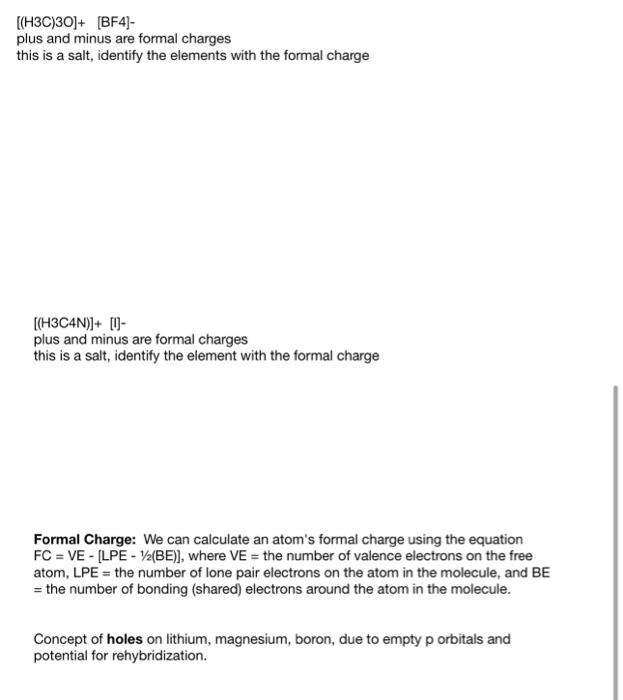 Solved [(H3C)3O]+[BF4]− plus and minus are formal charges | Chegg.com