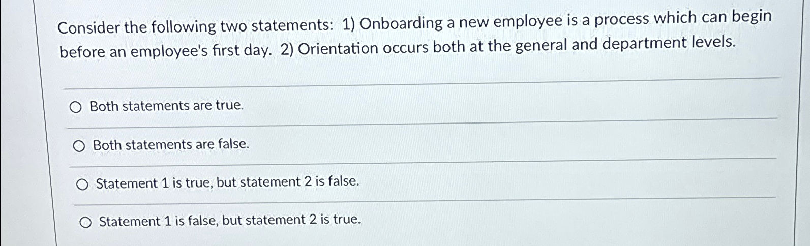 Solved Consider the following two statements: 1) ﻿Onboarding | Chegg.com