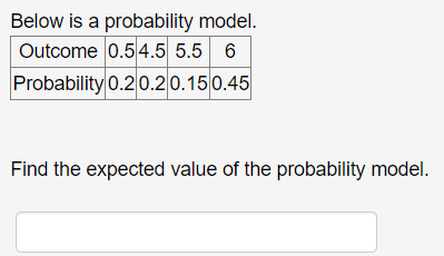 Solved Below is a probability model.Find the expected value | Chegg.com