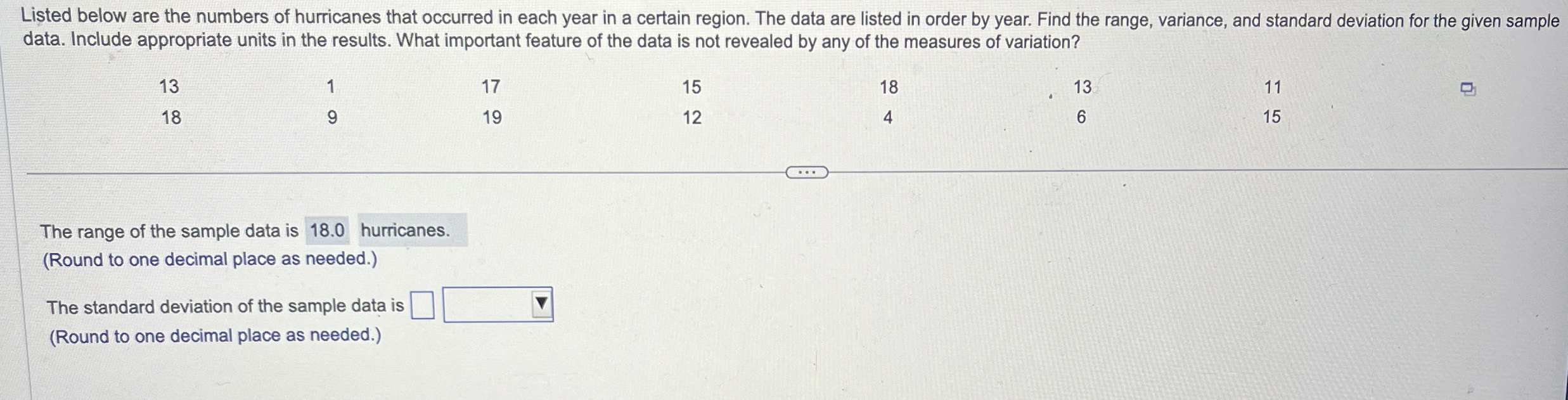 Solved Listed below are the numbers of hurricanes that | Chegg.com