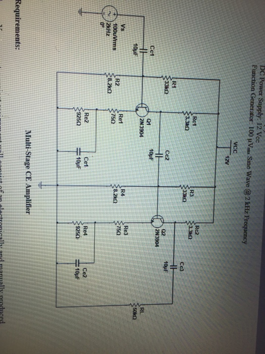 Solved DC Power Supply: 12 Vcc Function Generator: 100 u | Chegg.com
