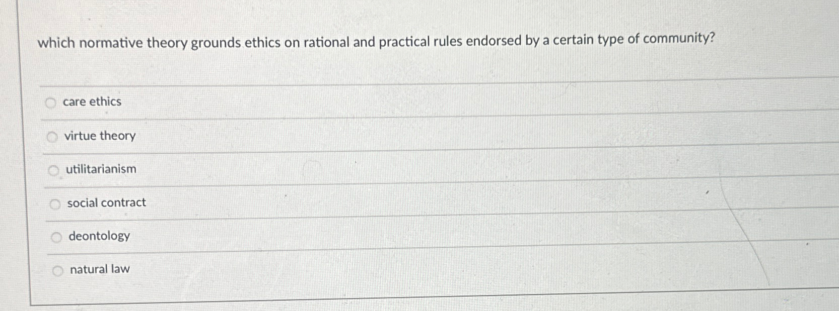 Solved which normative theory grounds ethics on rational and | Chegg.com
